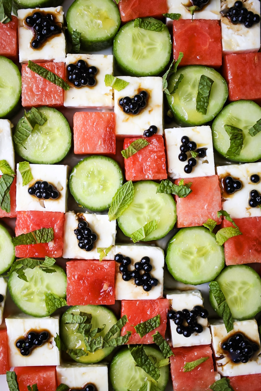 Watermelon, Cucumber, And Feta Checkerboard Salad - Fetty's Food Blog
